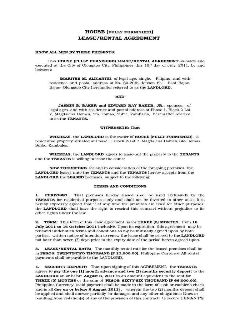 House Rental Agreement | PDF | Lease | Leasehold Estate