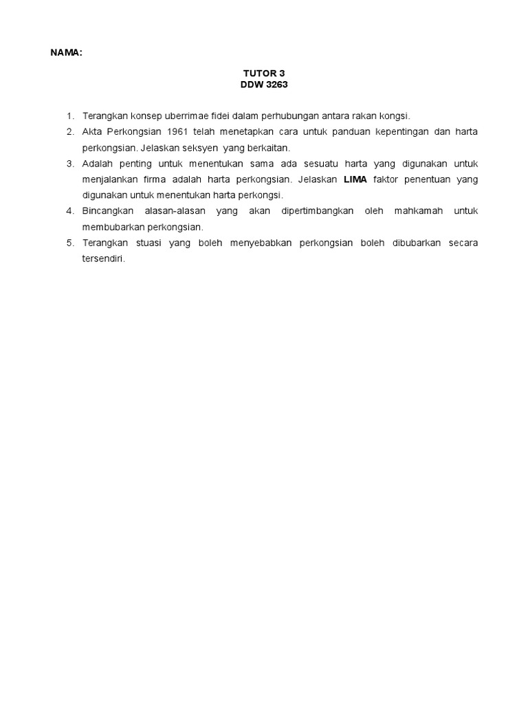 Perkongsian Tutorial 3 | PDF