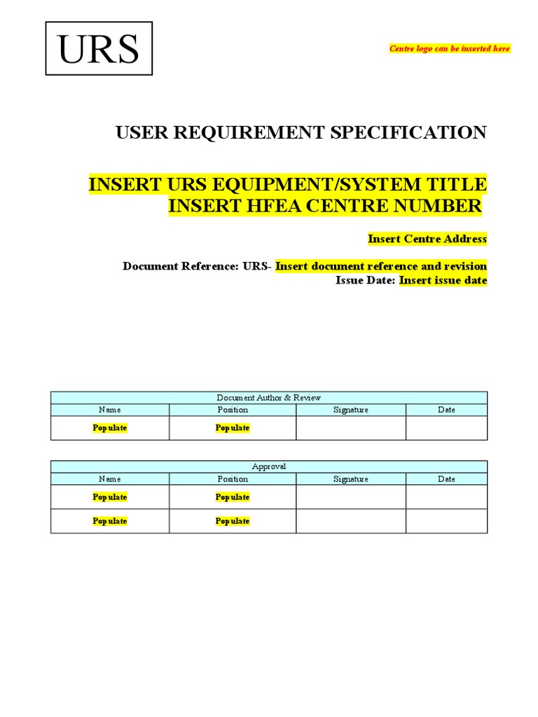 Urs Template | PDF | Verification And Validation | Calibration