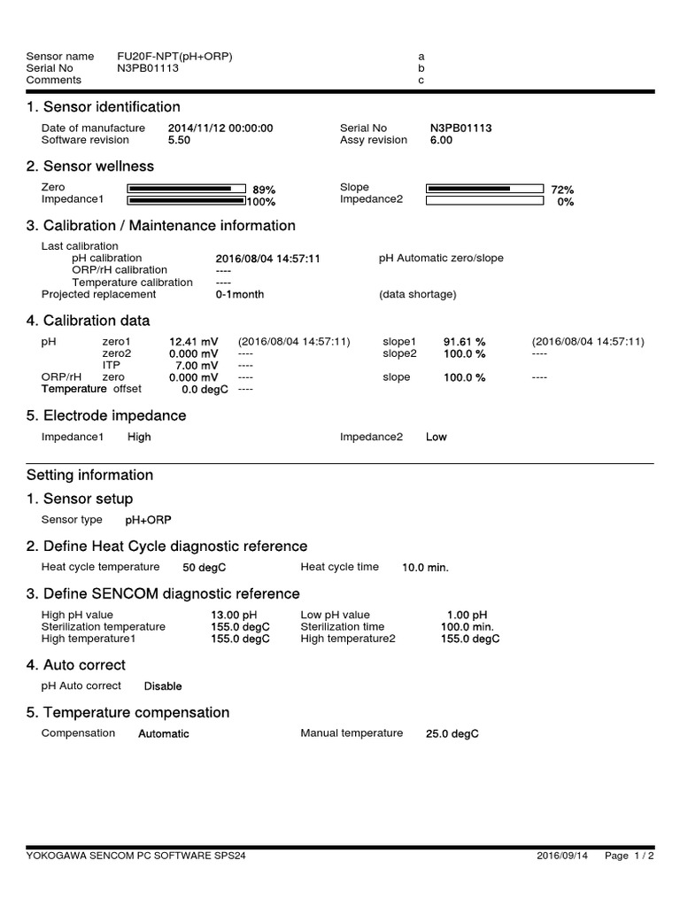 Yokogawa Sencom PC Software Sps24 2016/09/14 Page 1 / 2 | PDF