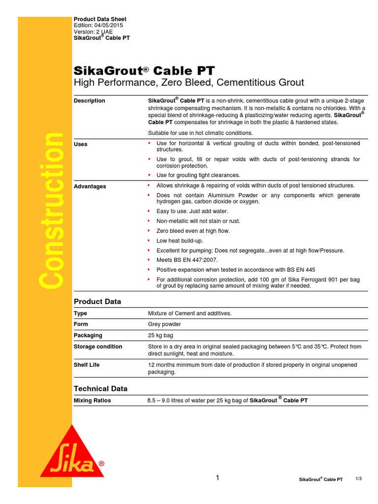 PDS - SikaGroutŽ Cable PT | PDF