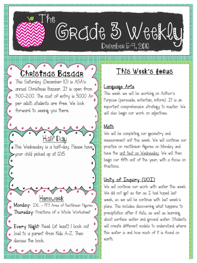 Newsletter - Dec 5 | PDF | Language Arts & Discipline | Wellness