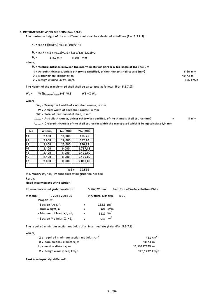 Intermediate Wind Girders in Tanks | PDF