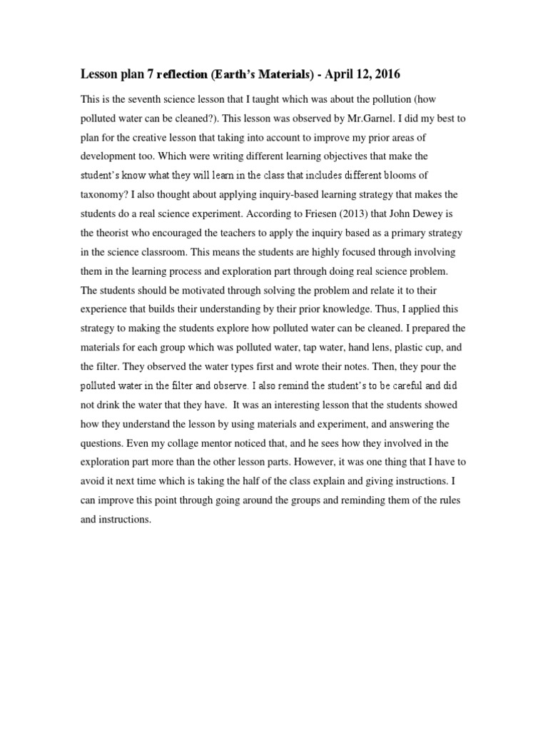 Lesson Plan 7reflection | PDF