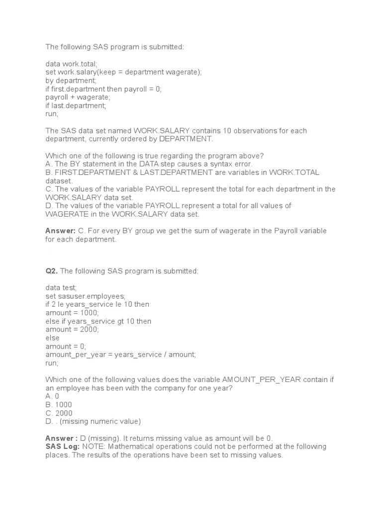 Sas Exercise | PDF | Sas (Software) | Variable (Computer Science)