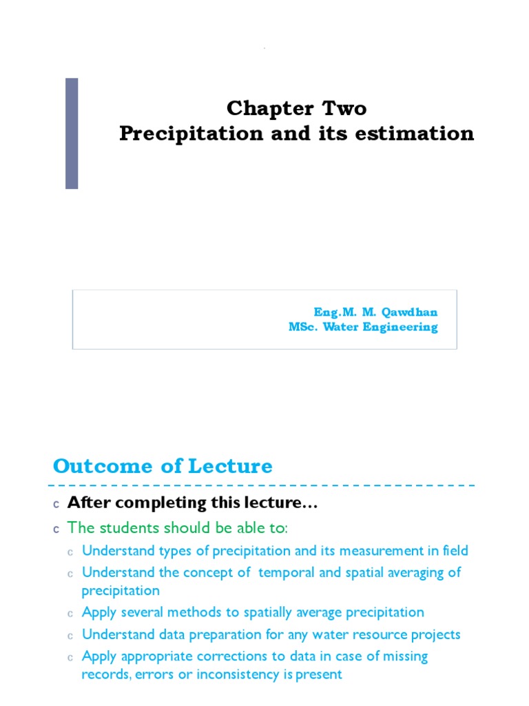 WRM 2 Precipitation and Its Estimation - Stud | PDF | Precipitation | Rain