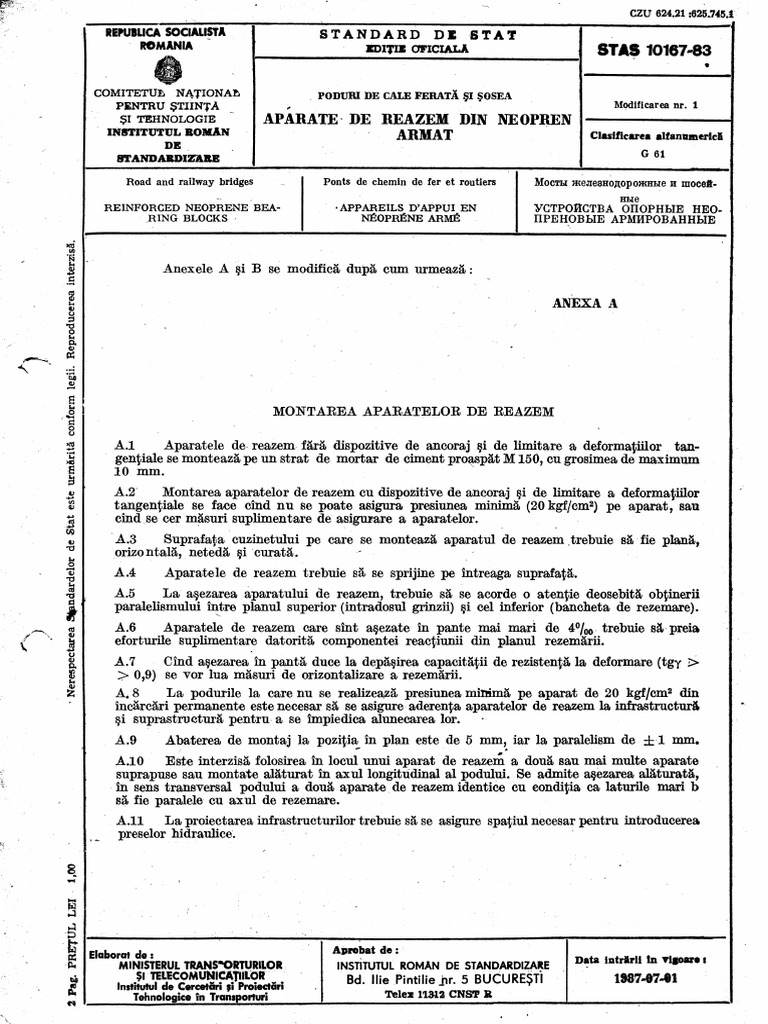 STAS 10167-83 Aparate de Reazem Din Neopren Armat | PDF