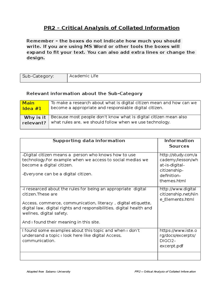 2 Critical-Analysis-Of-Collated-Information | PDF | Communication ...