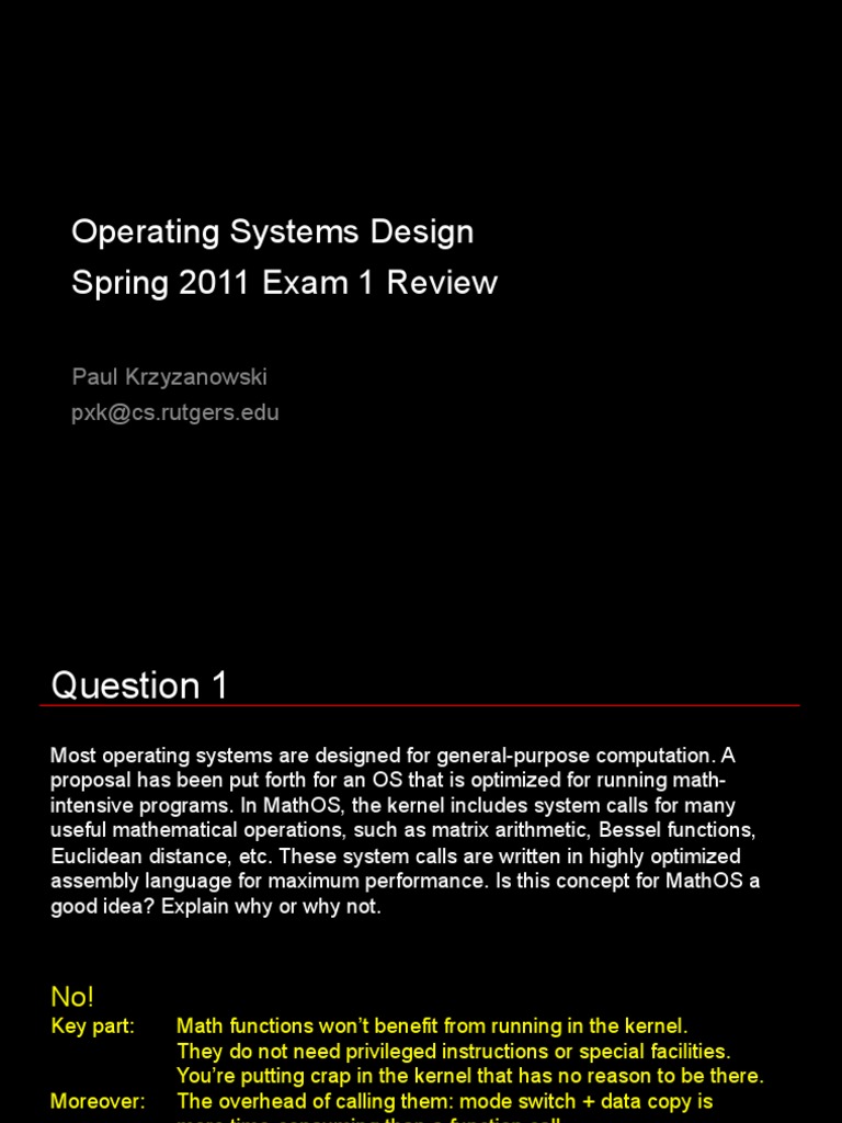 OS Sample Exam1 Review 2011 S | PDF | Thread (Computing) | Scheduling ...