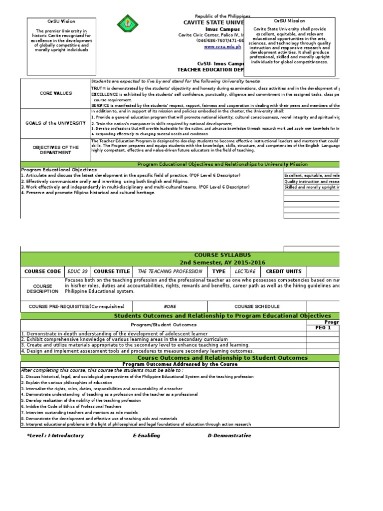 Syllabus Cover (Obedized) | Download Free PDF | Curriculum ...