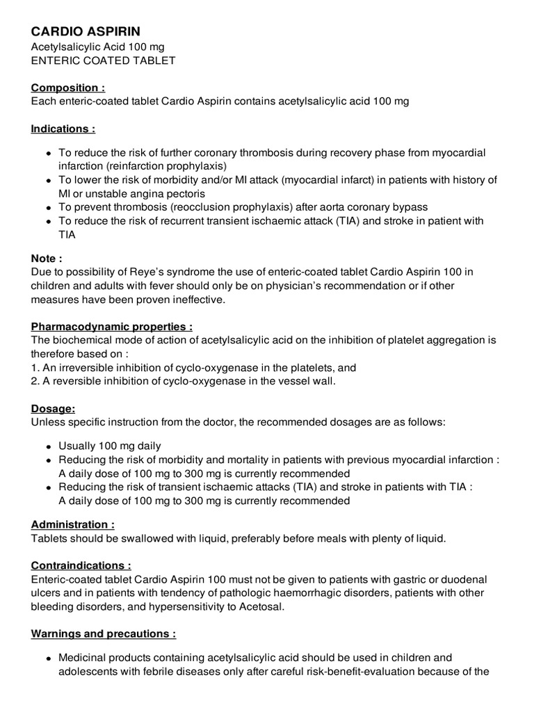 Cardio Aspirin | Aspirin | Asthma