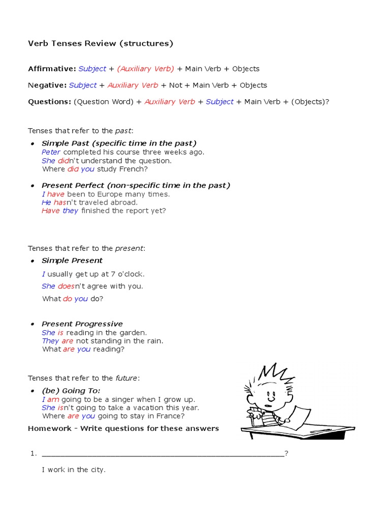 Verb Tenses Review - Pre-Intermediate | PDF