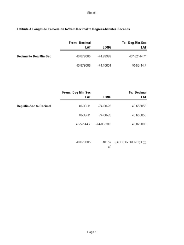 Latitude & Longitude Conversion To/from Decimal To Degrees-Minutes ...
