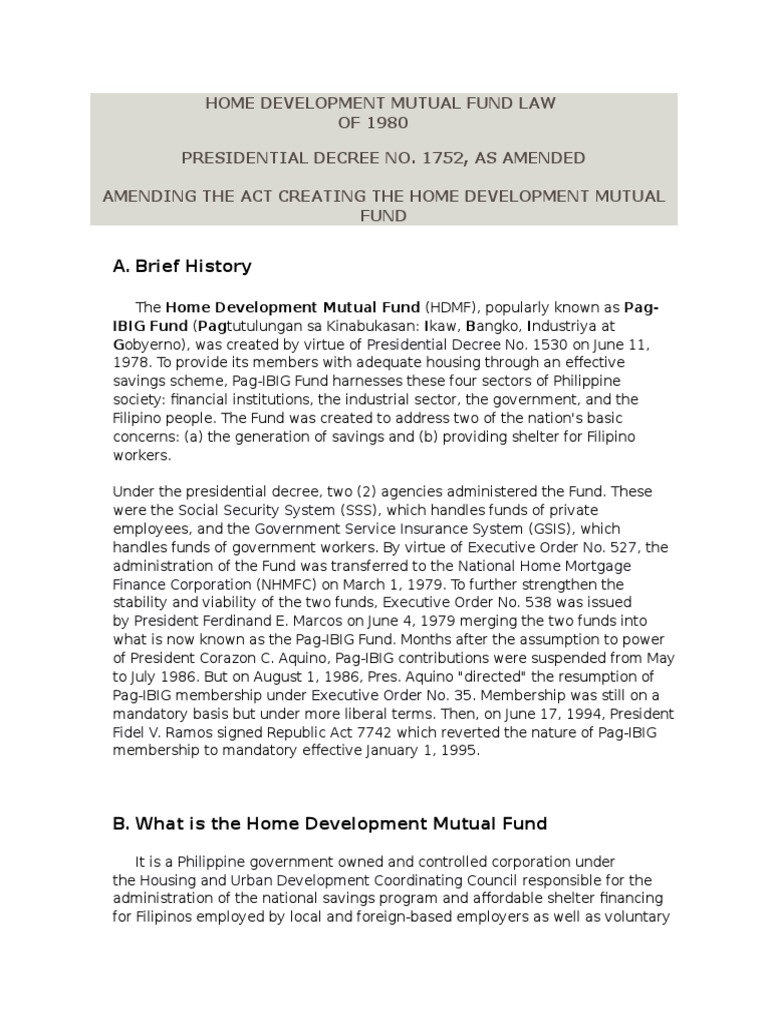 A Comprehensive Overview of the Home Development Mutual Fund Law of ...