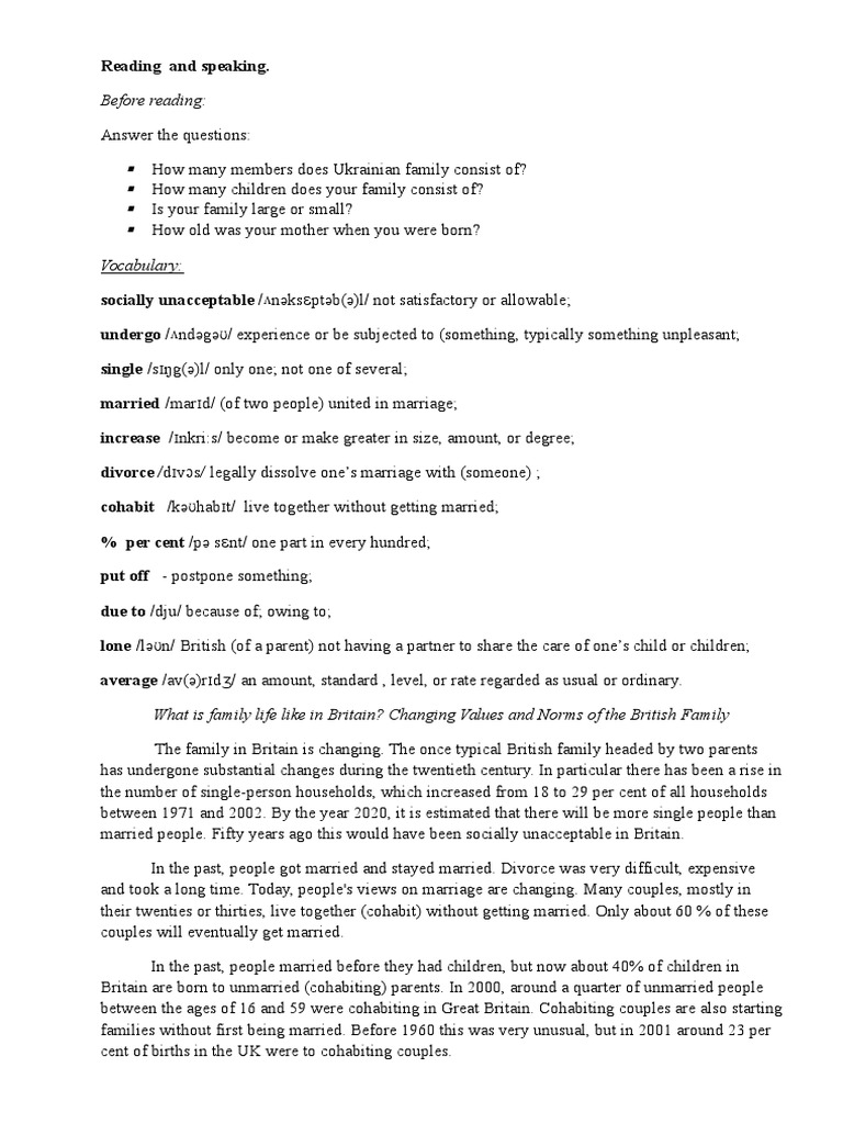 Islcollective Worksheets Intermediate b1 High School Reading Family ...