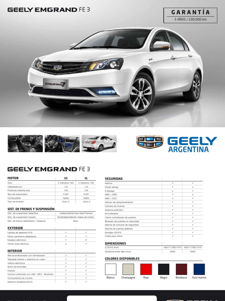 Ficha Técnica Geely Emgrand