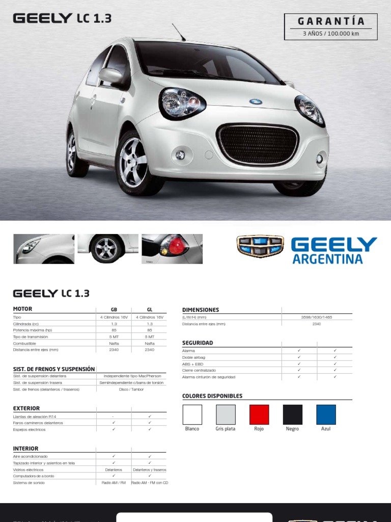 Ficha Técnica Geely LC | PDF
