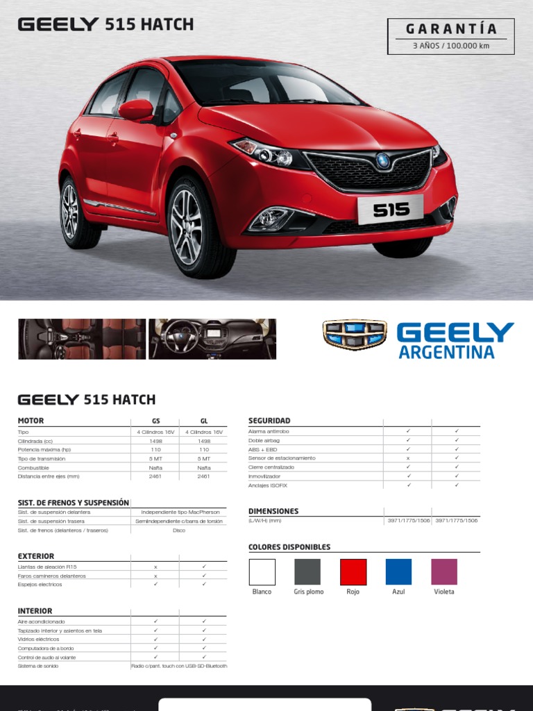 Ficha Técnica Geely 515 Hatch | PDF