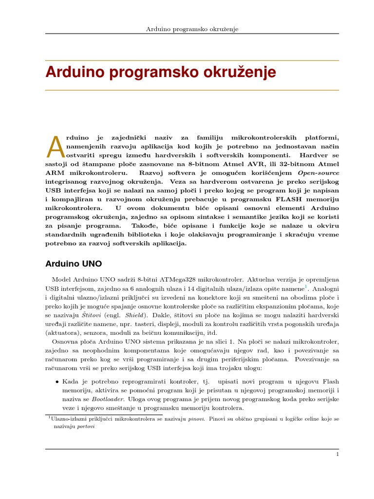 Arduino Uputstvo | PDF
