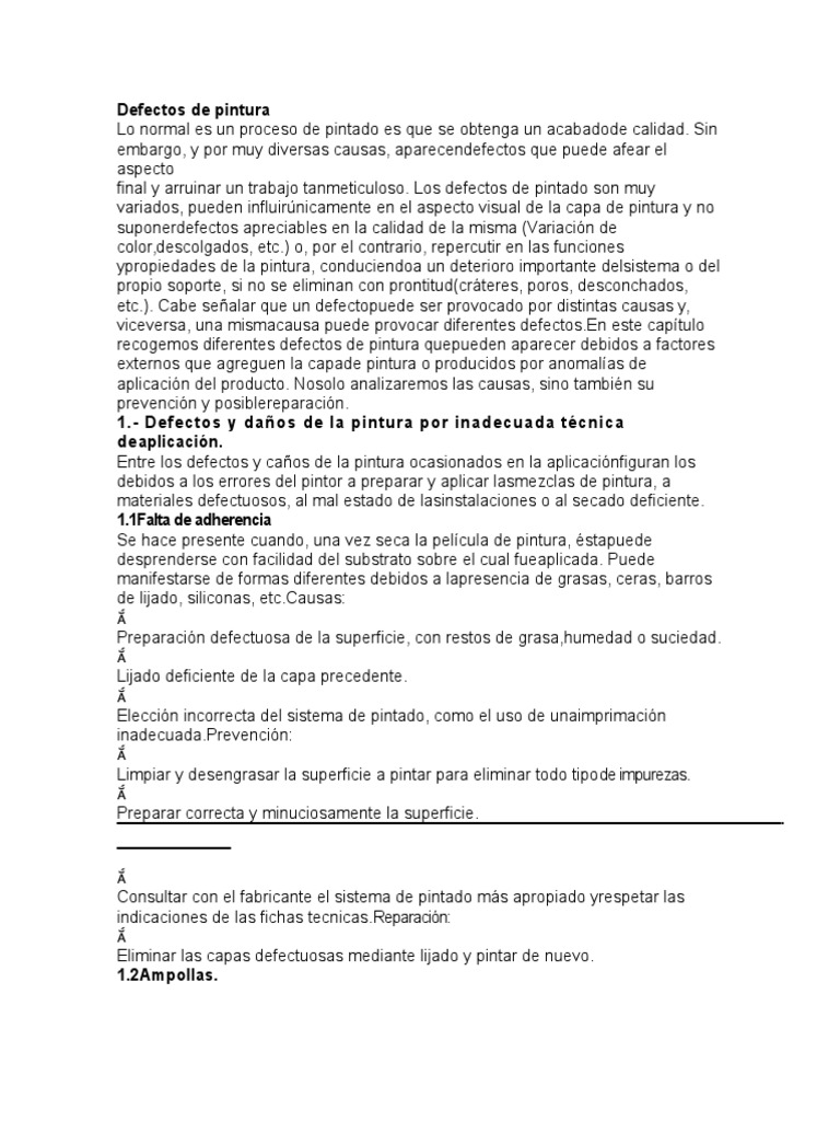 Defectos Comunes en Pintura: Causas y Soluciones | PDF