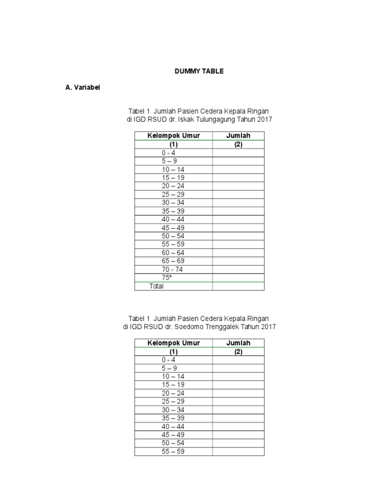 Beberapa Contoh Dummy Tabel | PDF