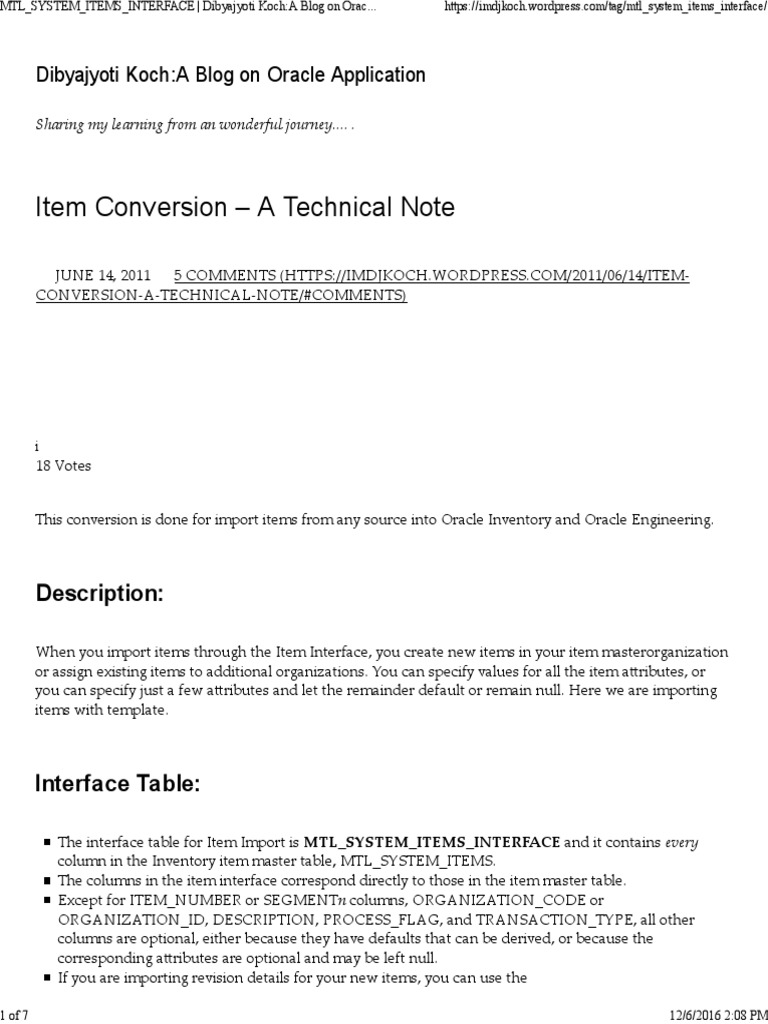 MTL - SYSTEM - ITEMS - INTERFACE - Dibyajyoti Koch - A Blog On Oracle ...