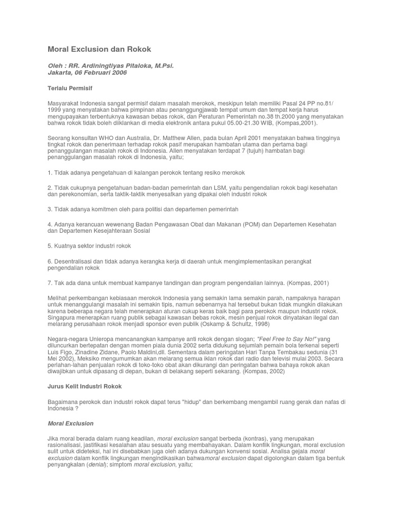 Moral Exclusion Dan Rokok | PDF