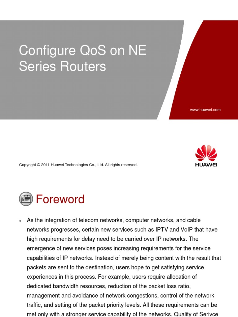ODR002013 Configure QoS On NE Series Routers ISSUE1.02 PDF | PDF ...