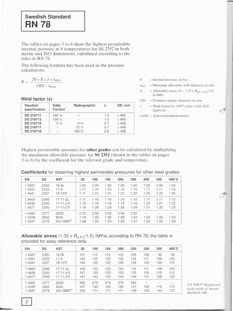 Pressure Table | PDF