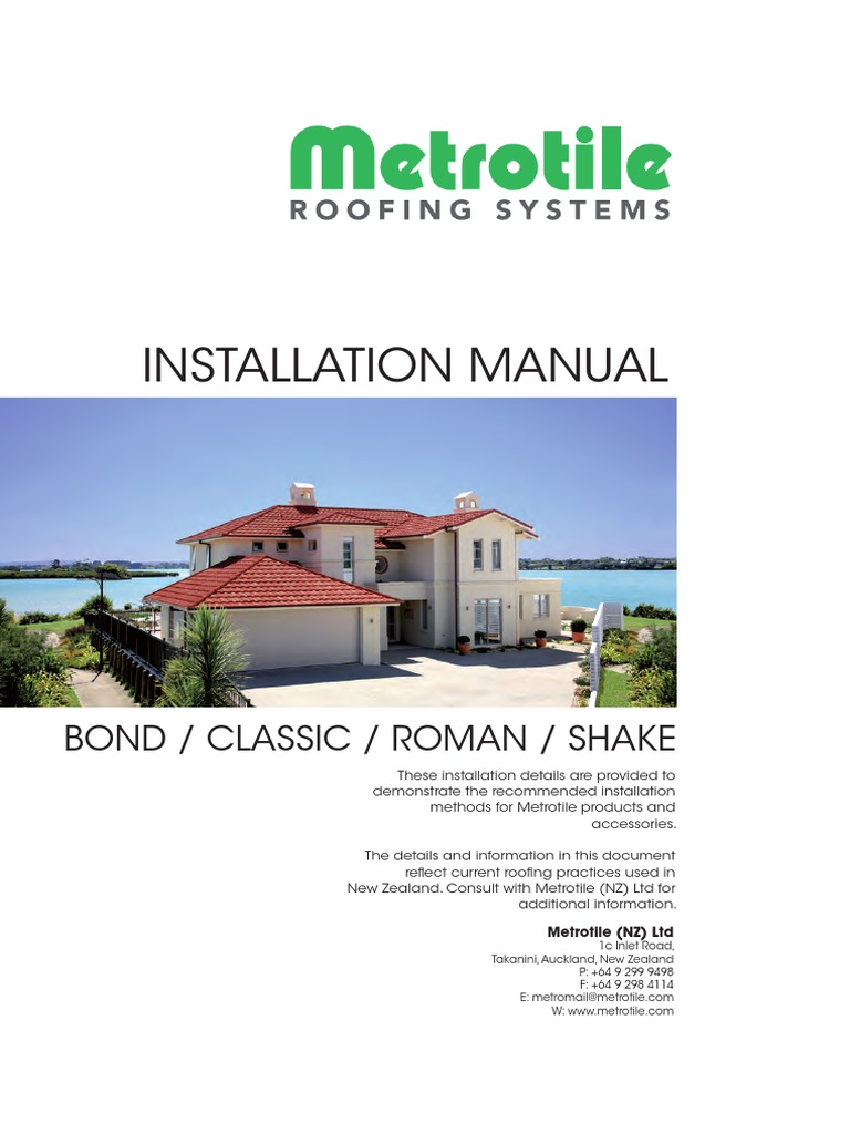 Metrotile Installation Manual | PDF | Roof | Framing (Construction)