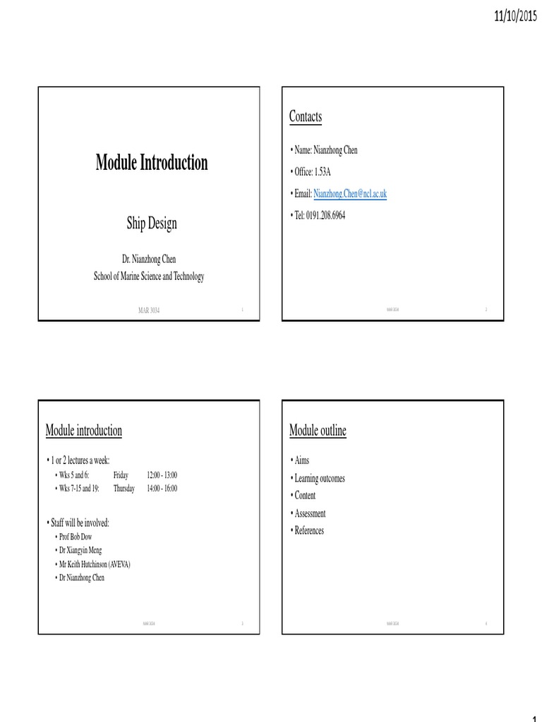 Lecture 00 MAR3034 Ship Design | PDF | Naval Architecture | Ships