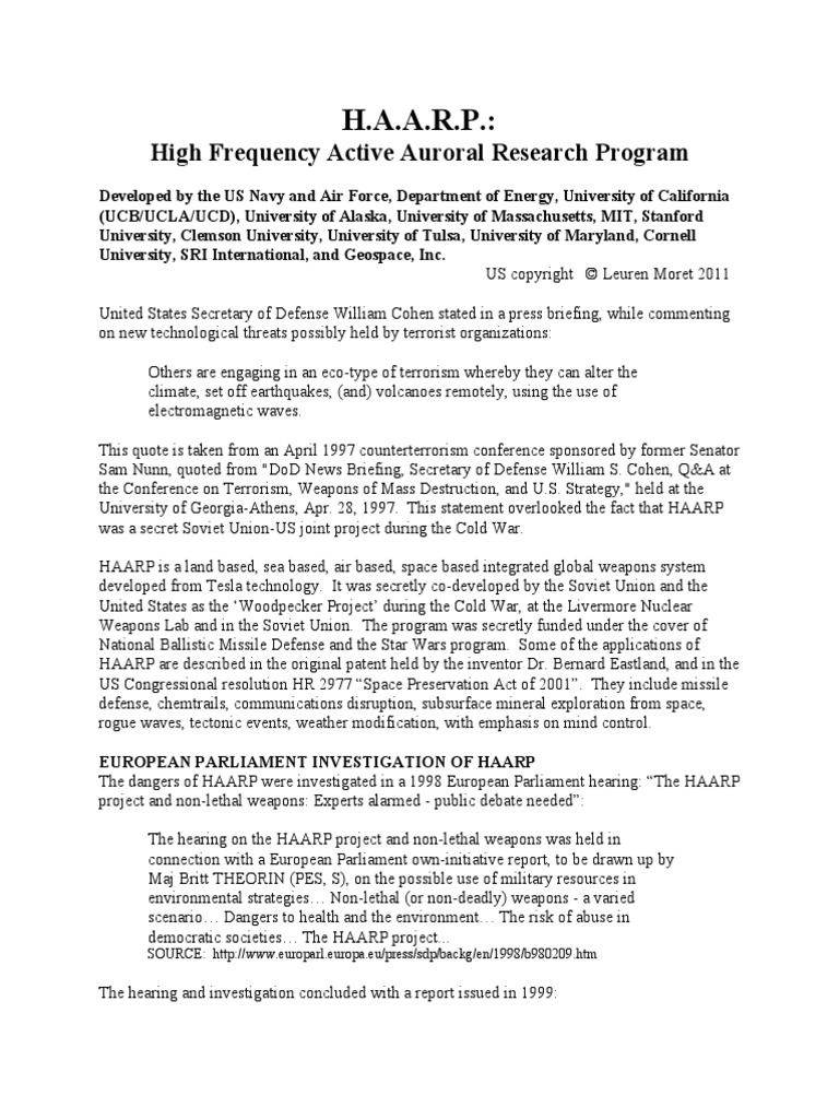 H.A.A.R.P.: High Frequency Active Auroral Research Program | PDF ...