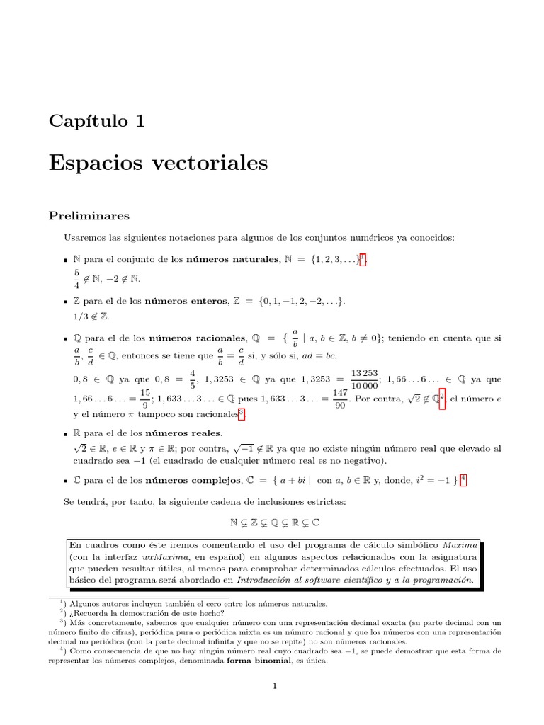Capitulo 1 - Espacios Vectoriales - Algebra Lineal - 2016-2017-1 | PDF ...