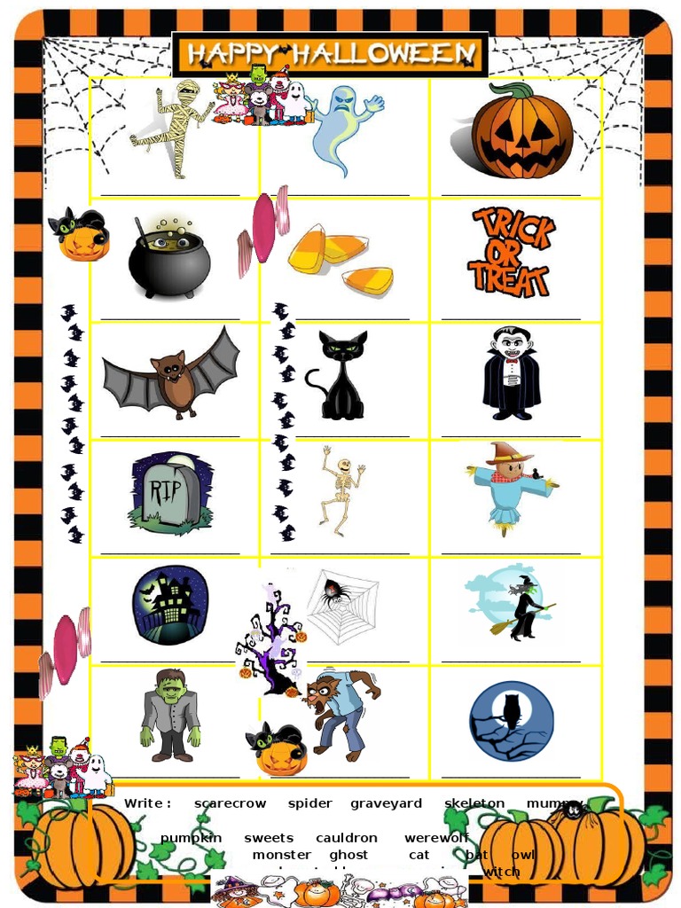 Halloween Picture Dictionary Exercise | PDF | Halloween | Supernatural ...