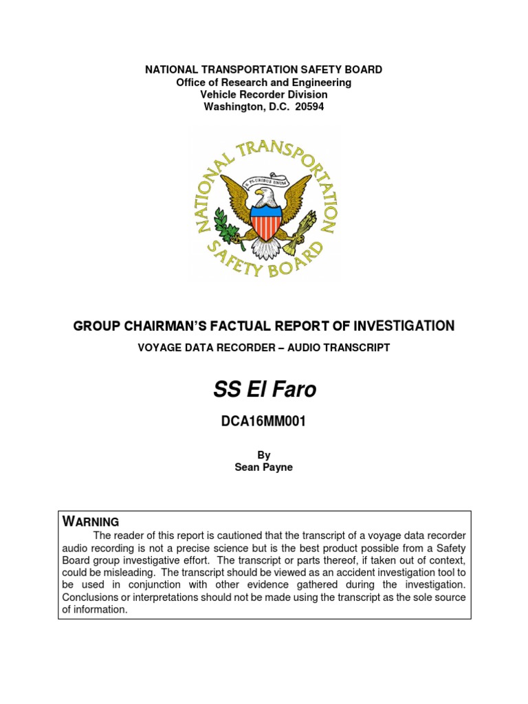 Transcripts From El Faro Voyage Data Recorder | PDF | Radio | Sound