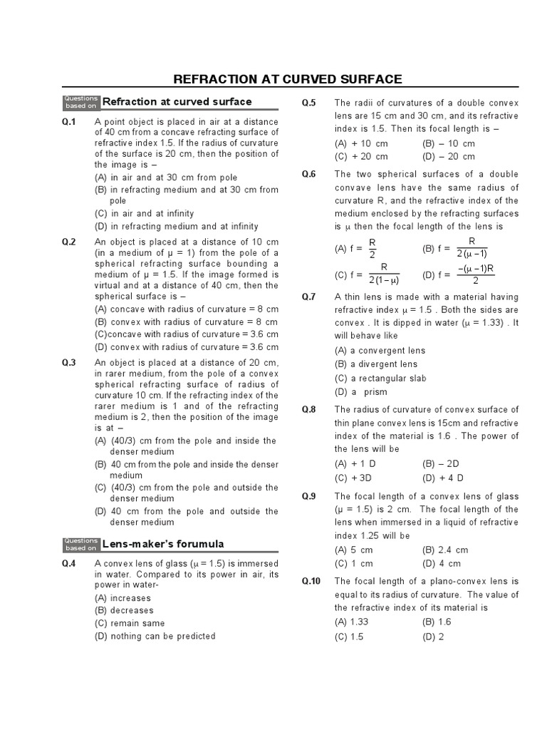 Curved Surface | PDF | Lens (Optics) | Glass Applications