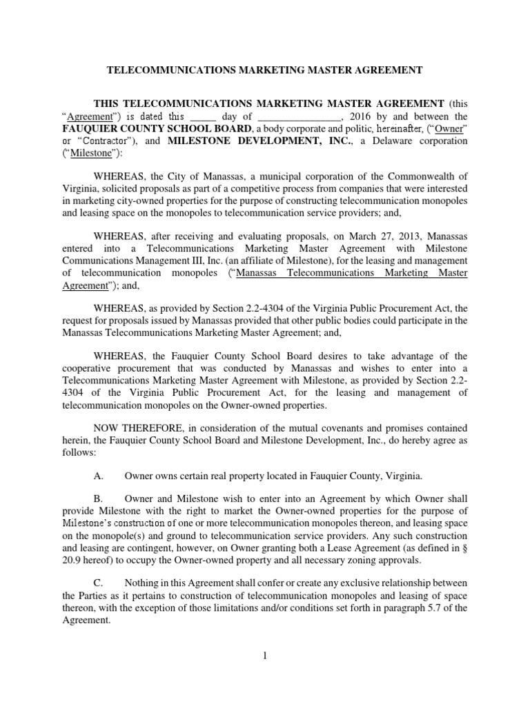 Milestone Master Lease Agreement | Download Free PDF | Indemnity ...