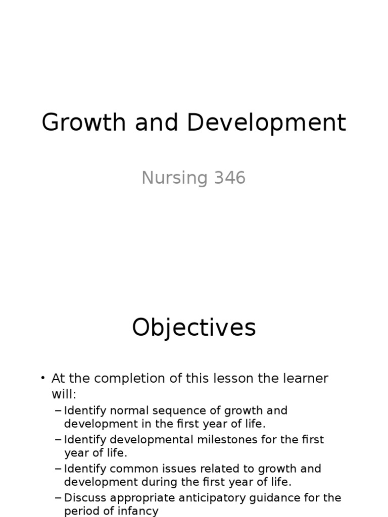 Growth and Development: Nursing 346 | PDF | Infants | Family