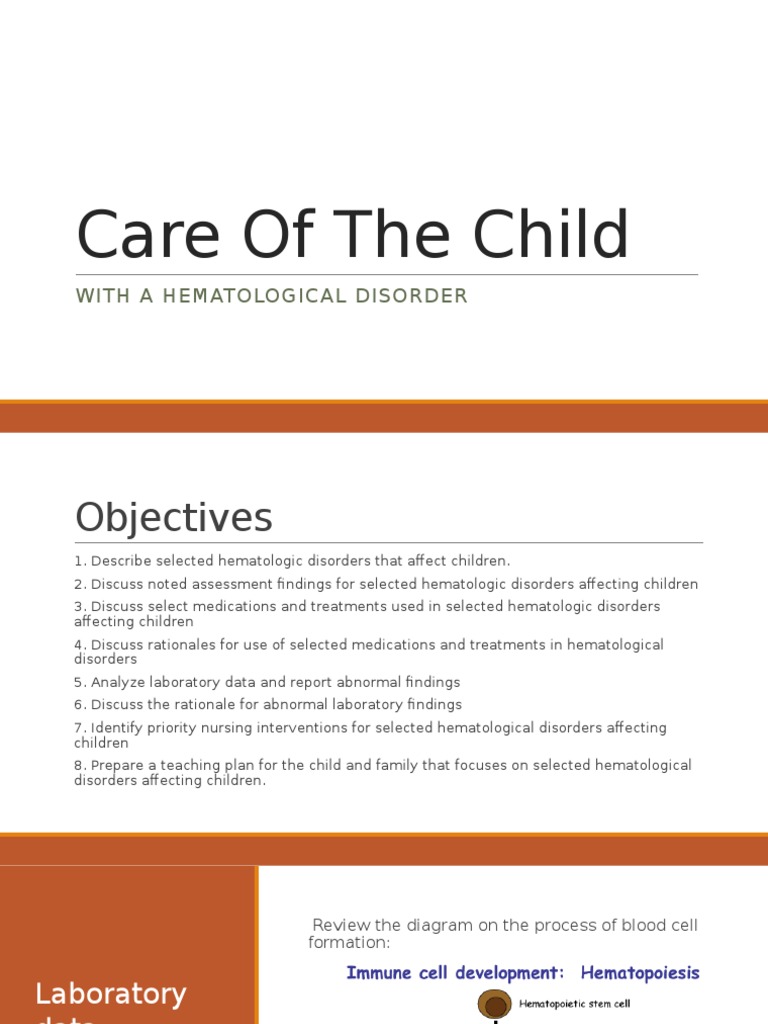 Care of The Child: With A Hematological Disorder | PDF | Anemia ...