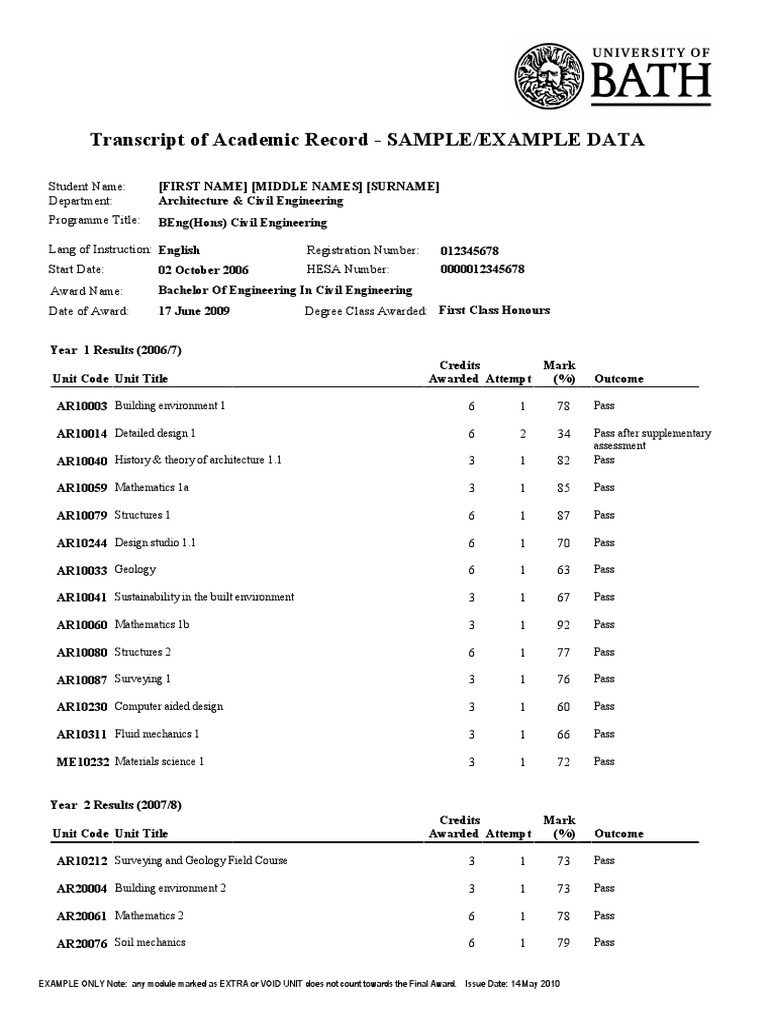 ASS Transcript New Exit Example | PDF | Academic Term | Civil Engineering
