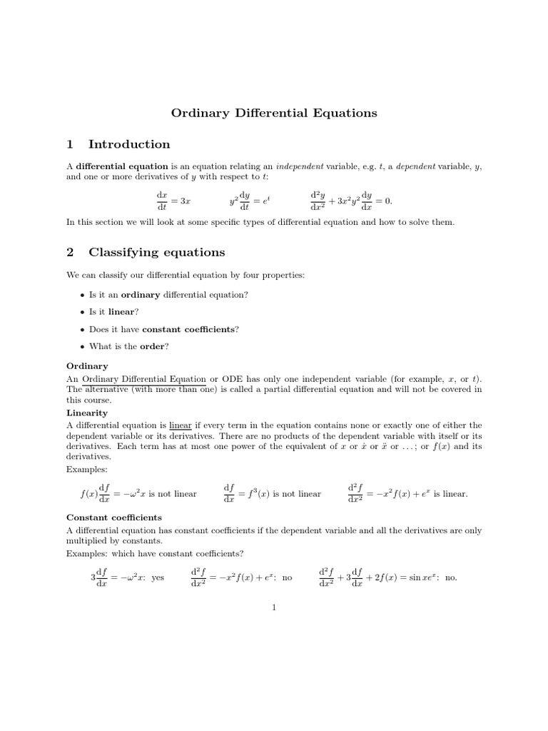 Solving Ordinary Differential Equations: Methods for Classifying and ...