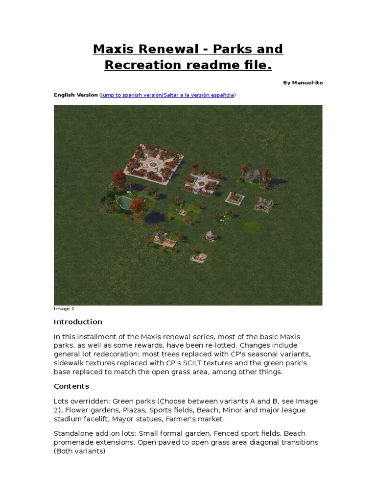 MaxisRenewal Parks Readme Leeme | PDF | Computer File | Computing And Information Technology