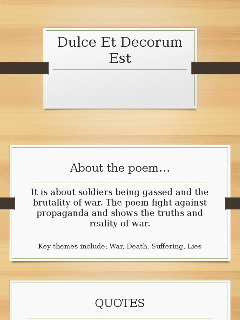 Dulce Et Decorum Est | PDF | Poetry | Unrest