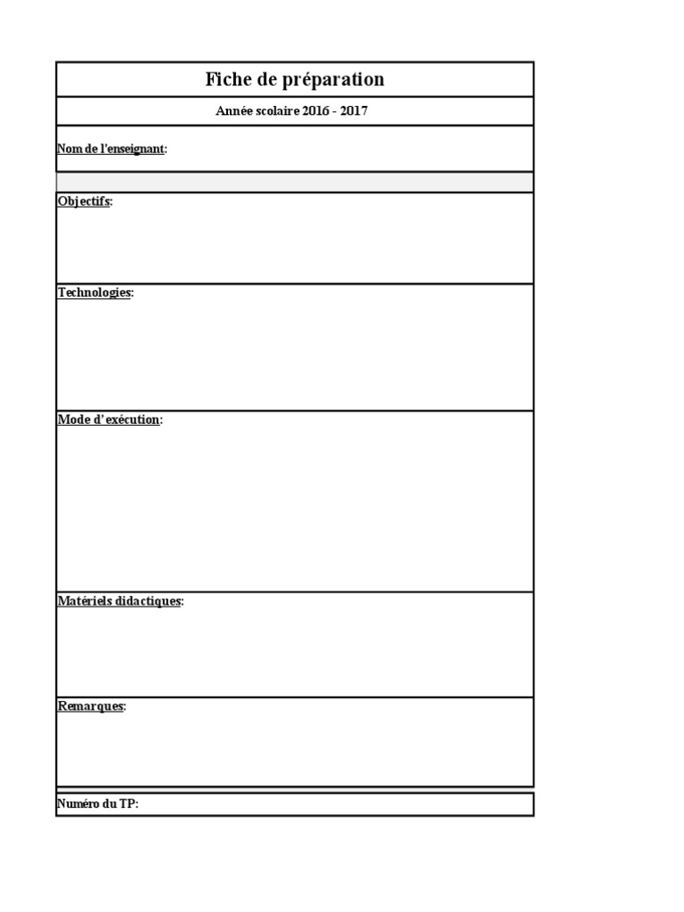 Fiche de Préparation FR Et en | PDF