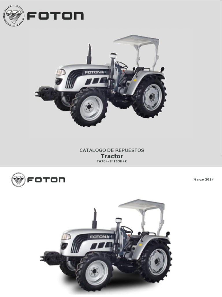 Ficha Técnica Tractor Foton 504 | PDF | Embrague | Motor de combustión ...