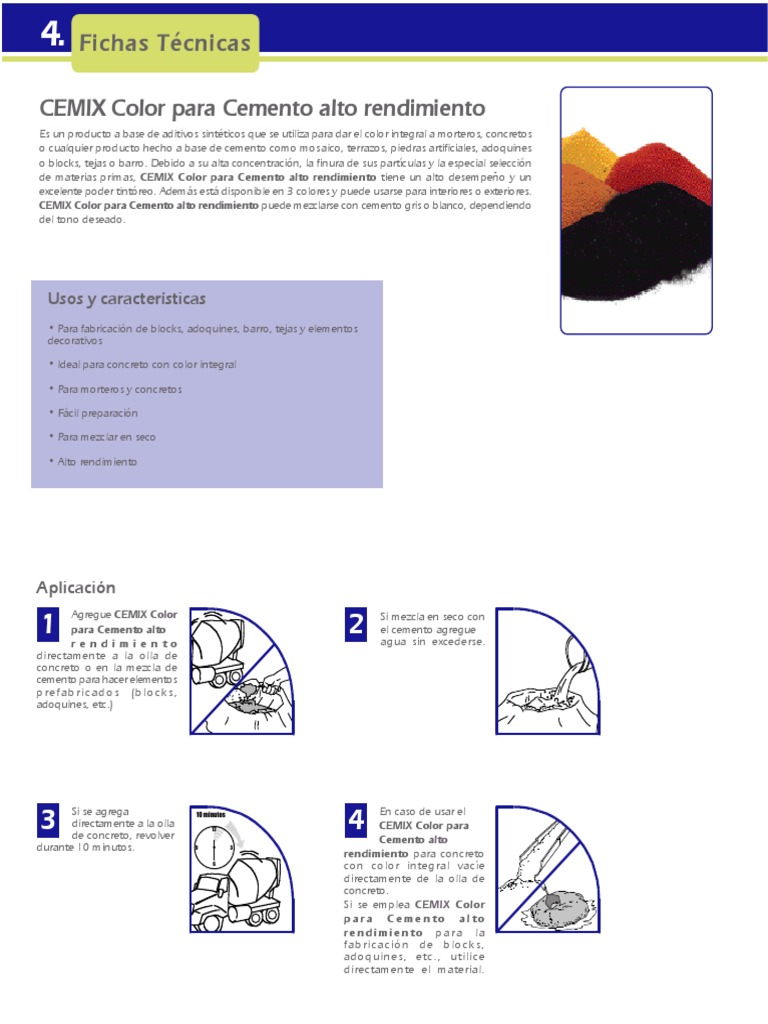 Ficha Tecnica Cemix Color Cemento. | PDF