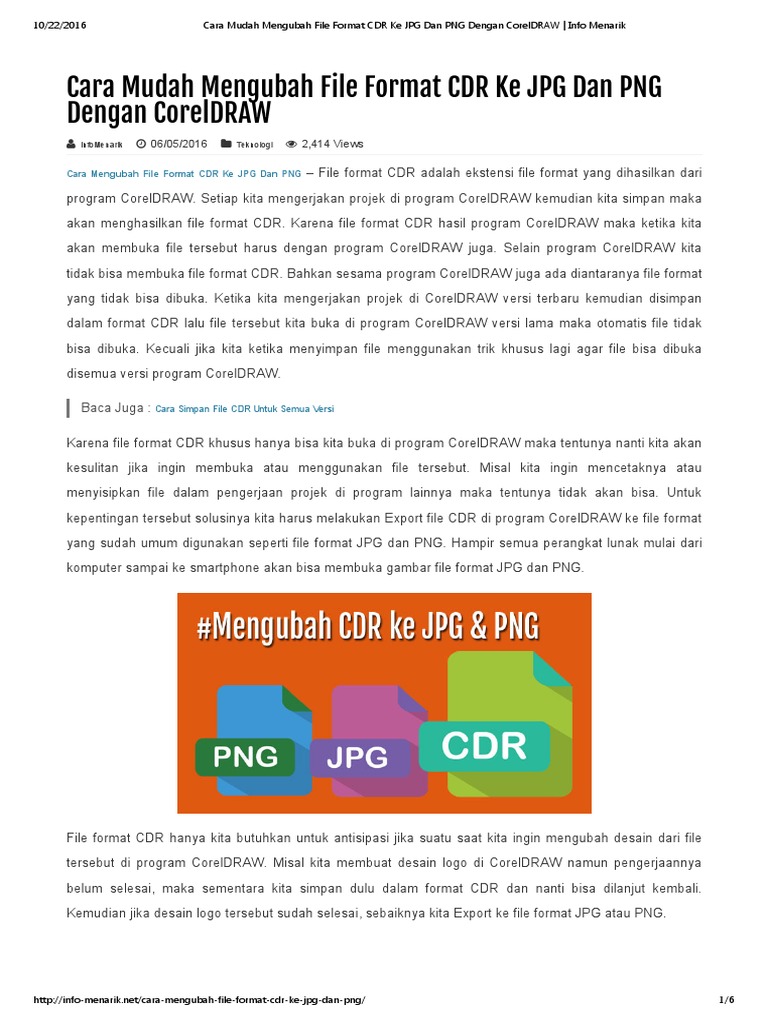 Cara Mudah Mengubah File Format CDR Ke JPG Dan PNG Dengan CorelDRAW ...