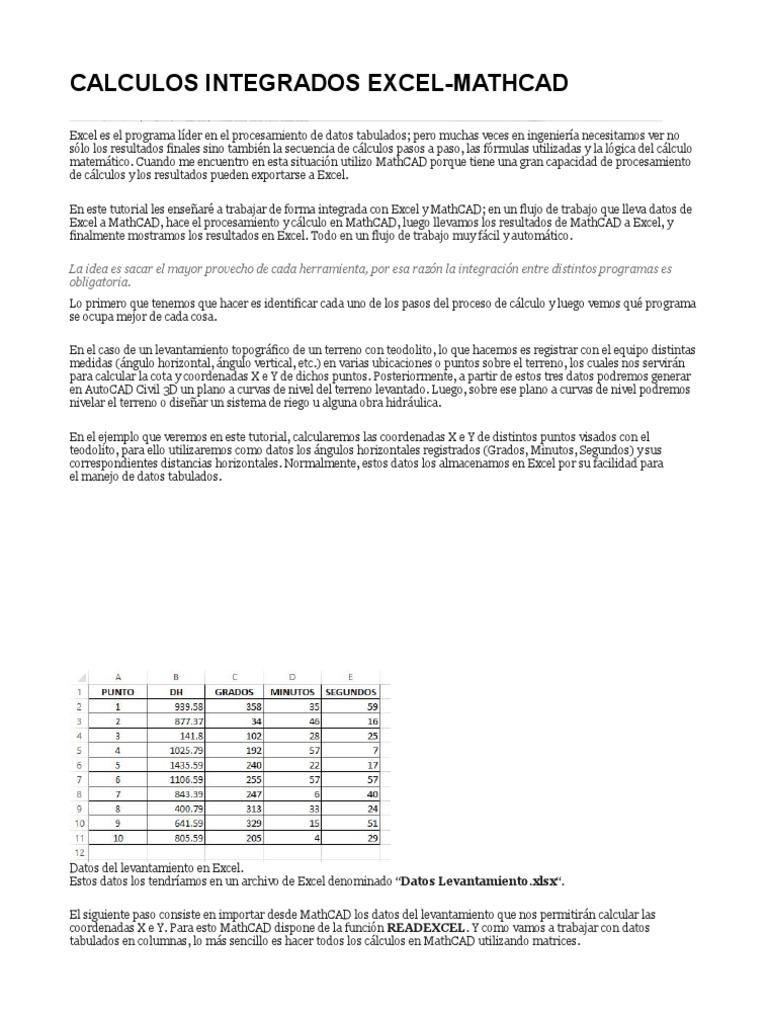 Calculos Integrados Excel | PDF | Microsoft Excel | Matriz (Matemáticas)