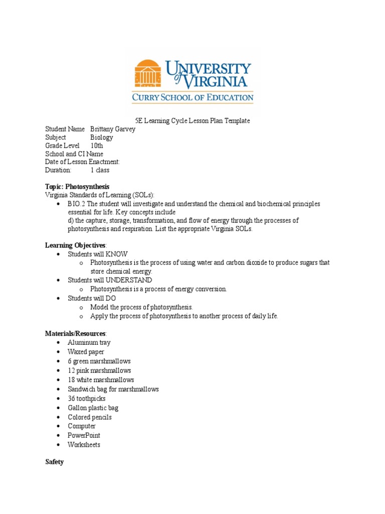 5e Lesson Plan Revised | PDF | Photosynthesis | Educational Assessment