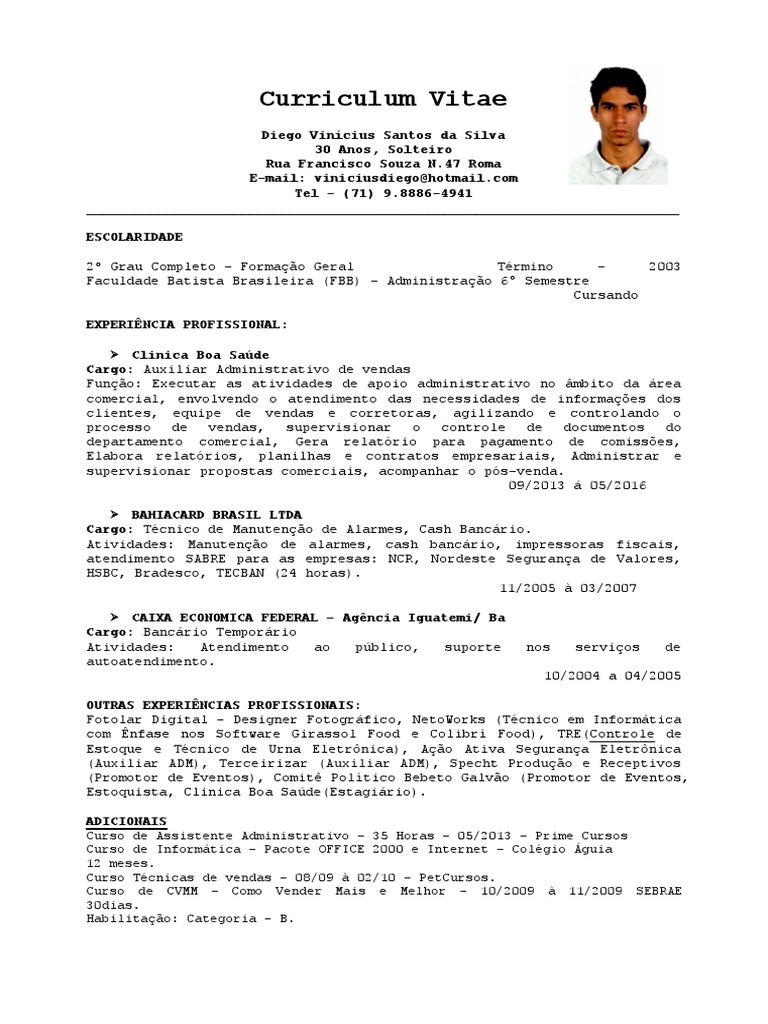 Curriculum Vitae Diego Vinicius | PDF